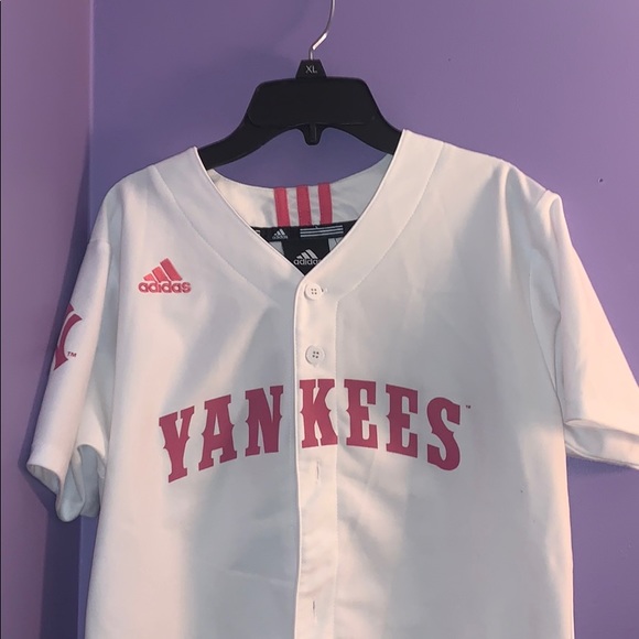 adidas | Tops | Adidas White Jersey Yankees Pink Xl | Poshmark